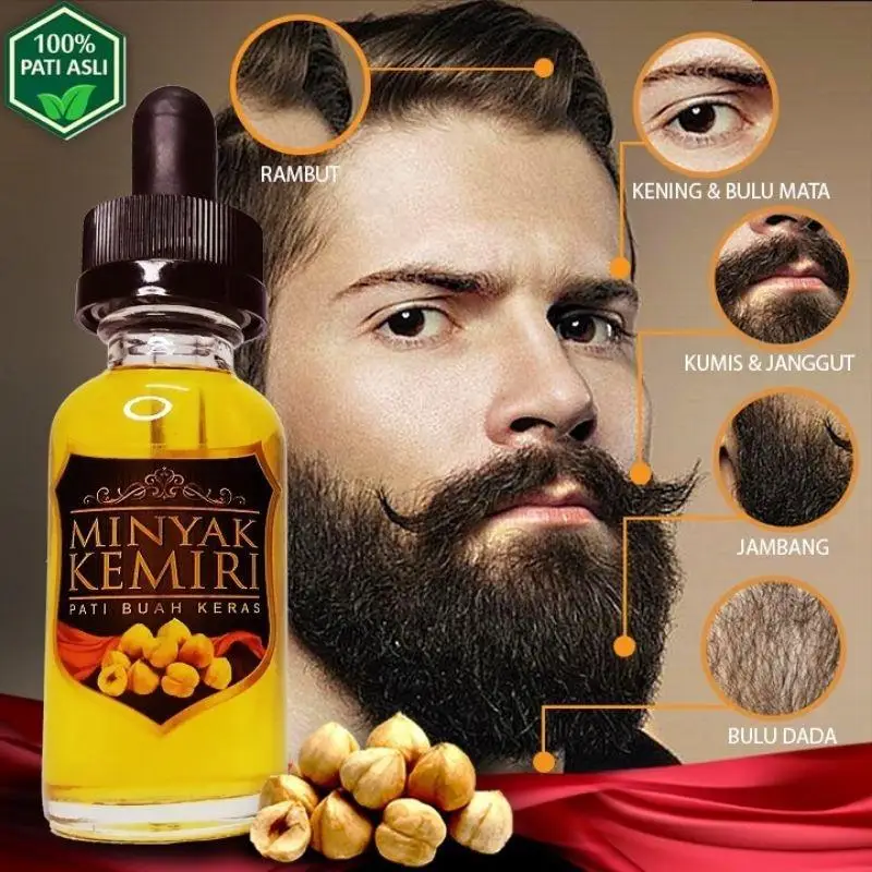 Men Grouth Hair Beard Growth Oil 100% Natural Hard Nut Oil Essence for Beard and Hair Products