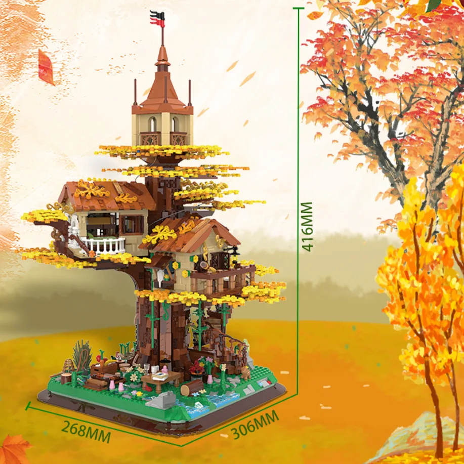 3380pcs+ Tree House Micro Building Blocks Spring And Autumn Alternation ...