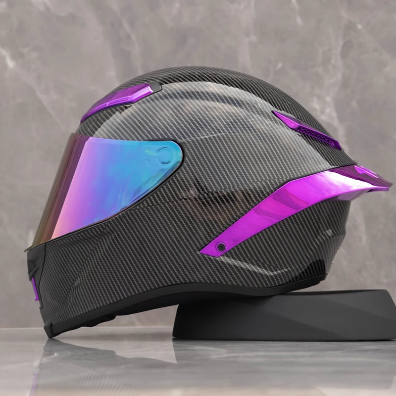 Casco de fibra de carbono ABS de alta calidad para motocicleta, protector de cara completa para ...