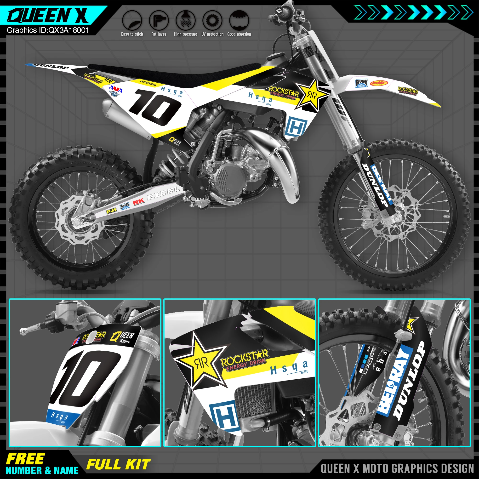 NEW Team QUEEN X MOTOR Custom GRAPHICS & BACKGROUND DECAL STICKER Kits ...