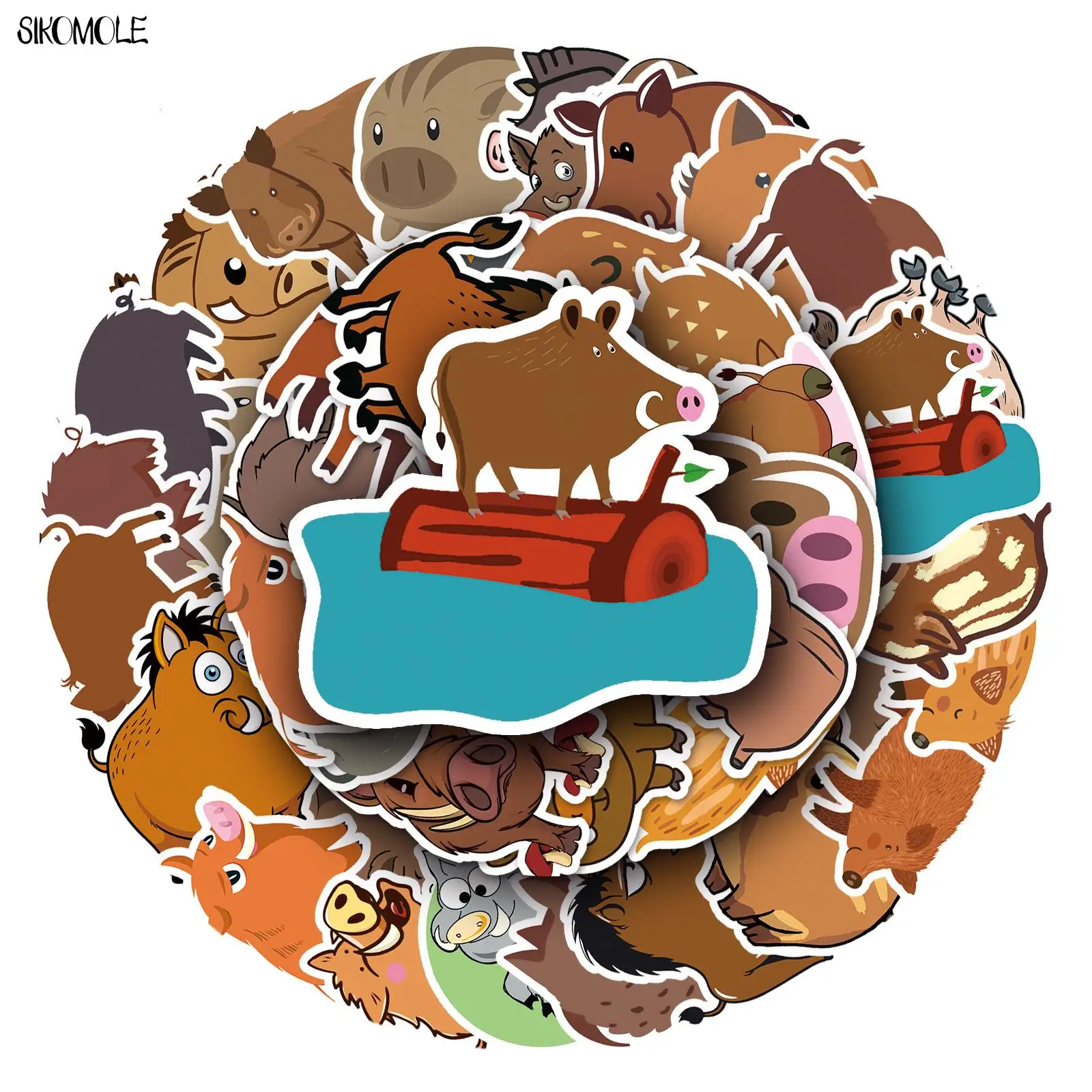 10-30-50pcs-Wild-Boar-Stickers-Animals-DIY-Kids-Gift-Toys-Laptop ...