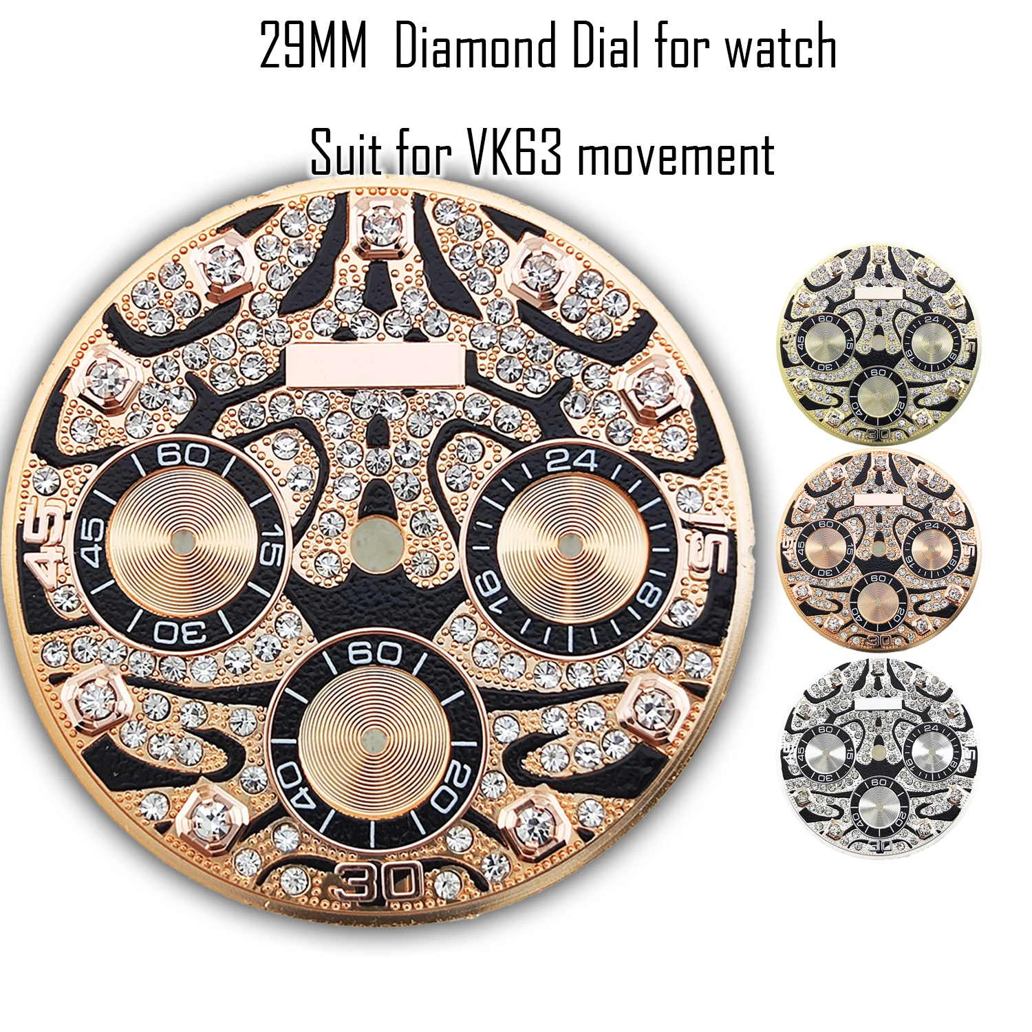 29mm watch dial VK63 dial Tiger pattern gemstone style dial Watch ...