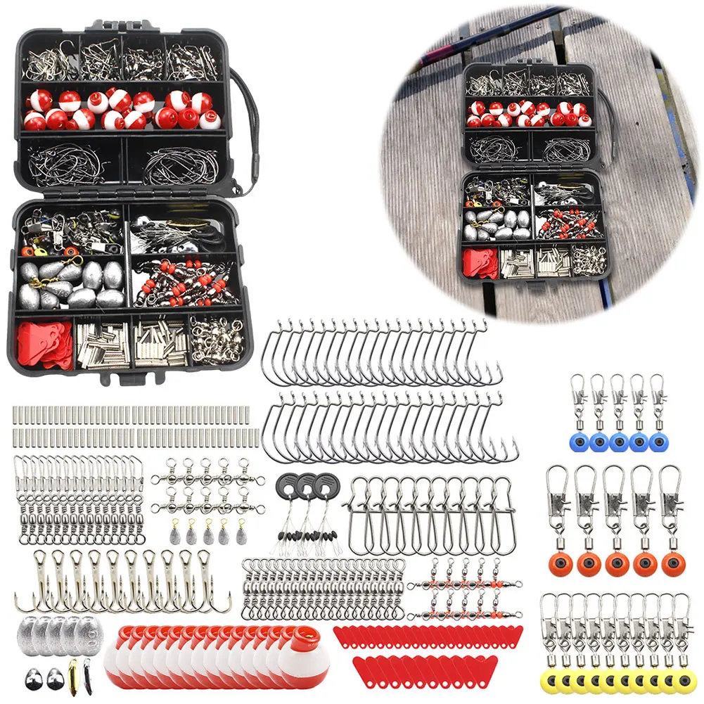 267pcs Fishing Tools Accessories Kit Set with Fishing Box Fish Hooks ...