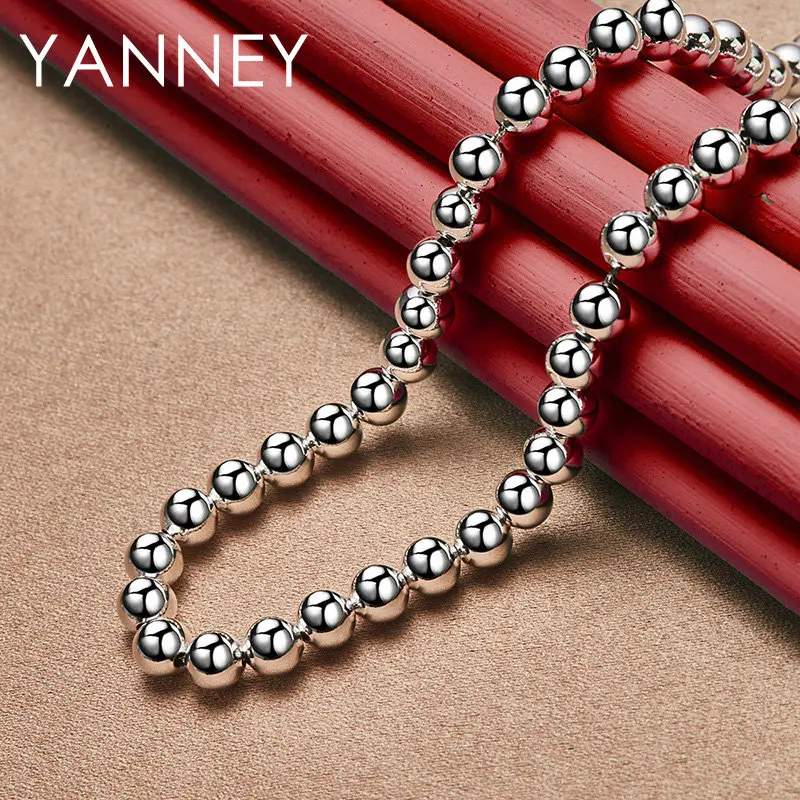 New 925 Sterling Silver 6MM 18 Inches Fine Smooth Bead Chain Necklace ...