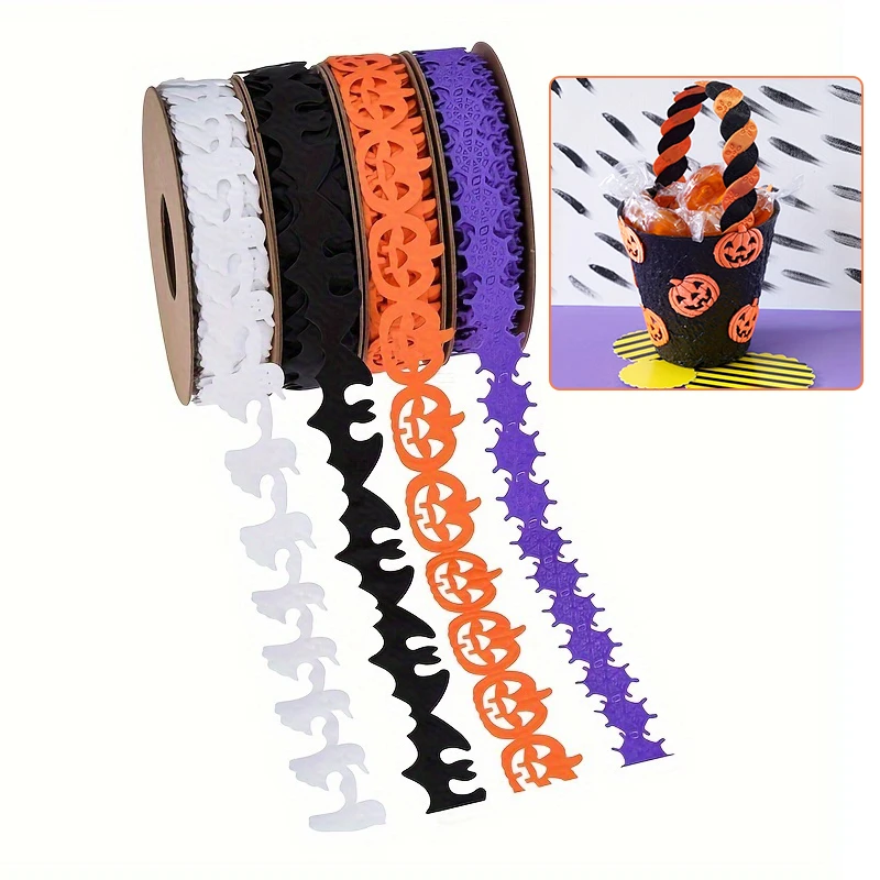 10M-Halloween-Embossed-Ribbon-Ghost-Pumpkin-Bat-Spider-Ribbon-For ...