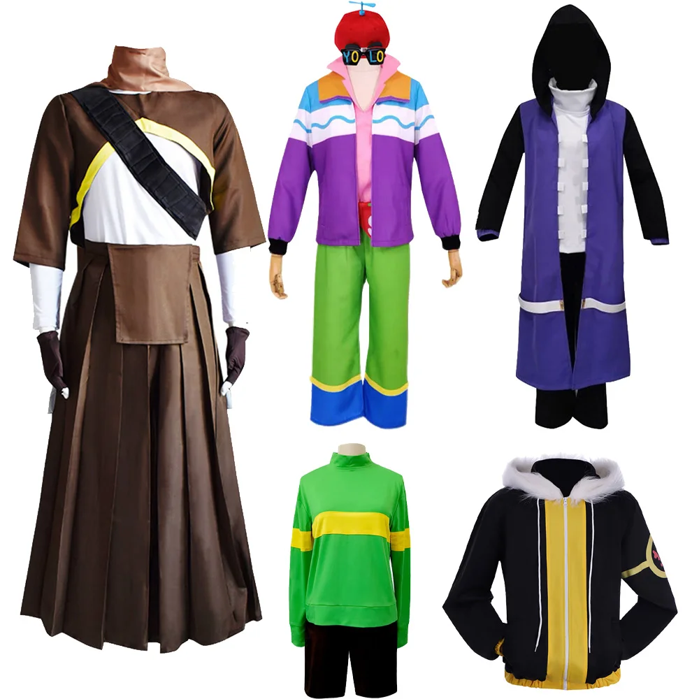 Ink Cos Sans Cosplay Costume Men Roleplay Chara Outfits Top Pants Hat ...
