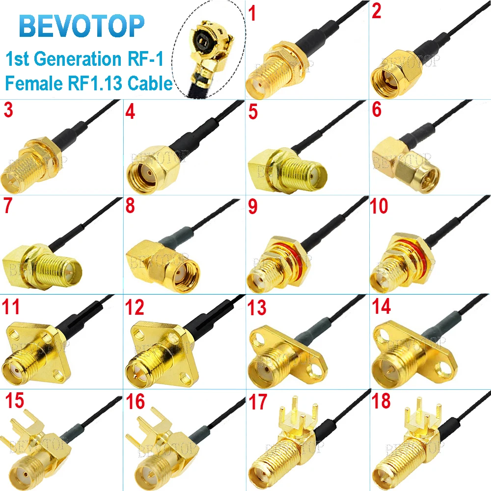 10PCS RF1.13 Cable SMA to RF Jumper RP-SMA /SMA Male Female to U.fl RF ...