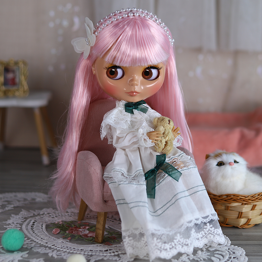 Selena – Premium Custom Neo Blythe Doll with Pink Hair, Tan Skin ...