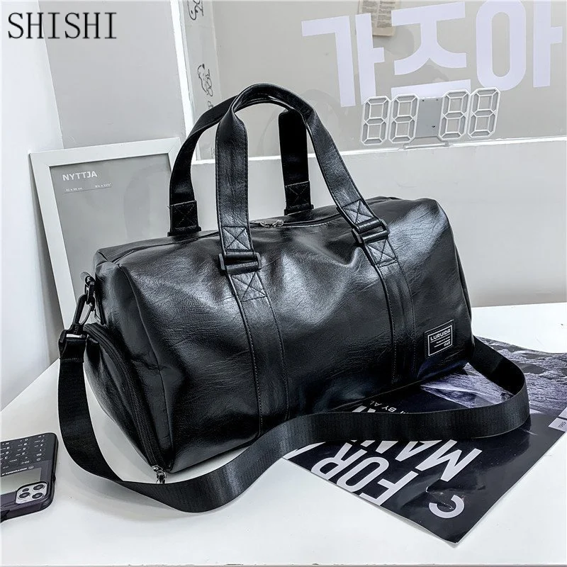 Fashion-Leather-Travel-Bag-With-Shoes-Packet-For-Men-and-Women-Luggage ...