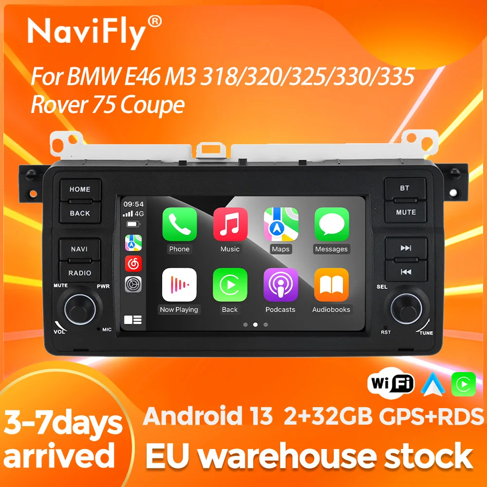 NaviFly-CarPlay-sem-fio-HD-Media-Player-para-BMW-E46-M3-318-320-325-330 ...