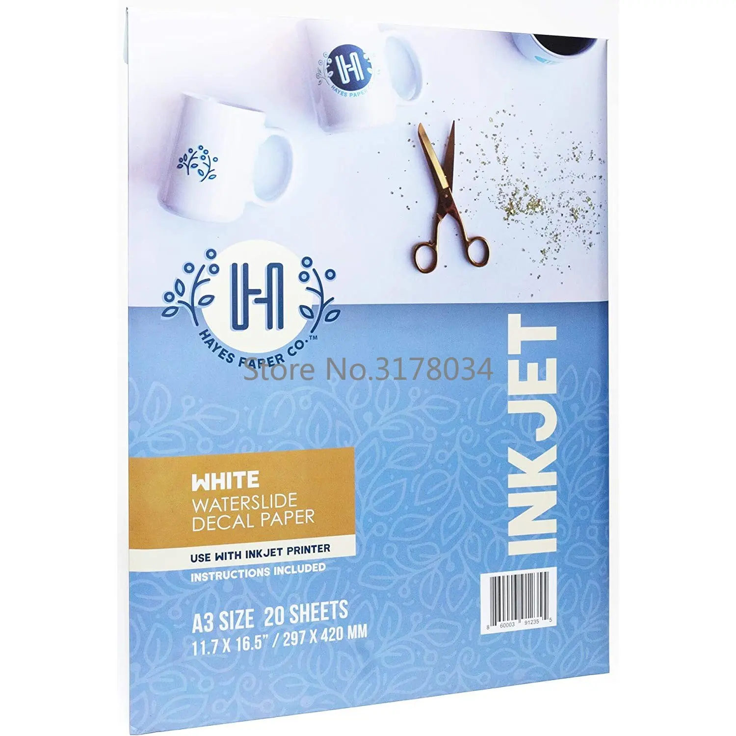 A3 Water Slide Decal Paper WHITE Transfer Paper for Inkjet Printer ...