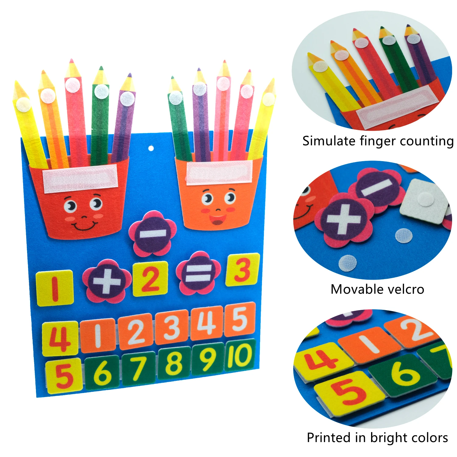 Felt Montessori Math Toy Children Pen Counting Busy Board Kids Early ...