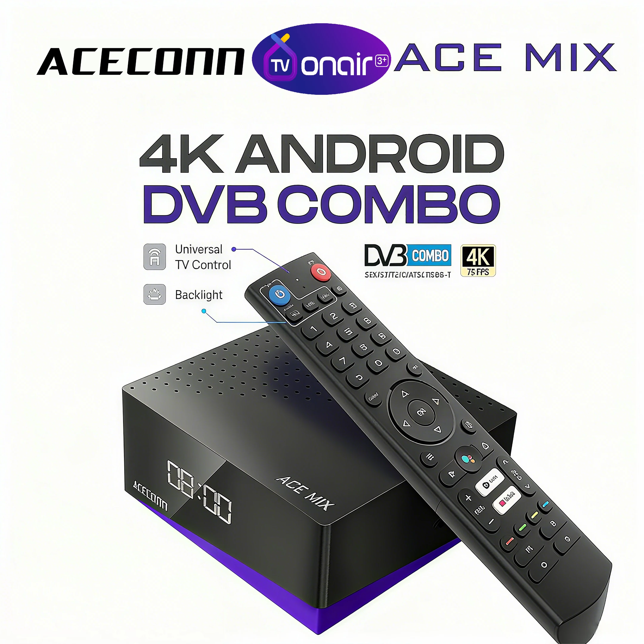 TV Box Satellite Receiver 2GB 32GB Android 9.0 DVB-S2/T2/C ACECONN ...