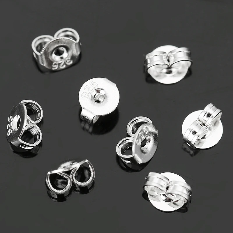 50pcs/pack 925 Sterling Silver Earrings Back Earring Stopper Findings ...
