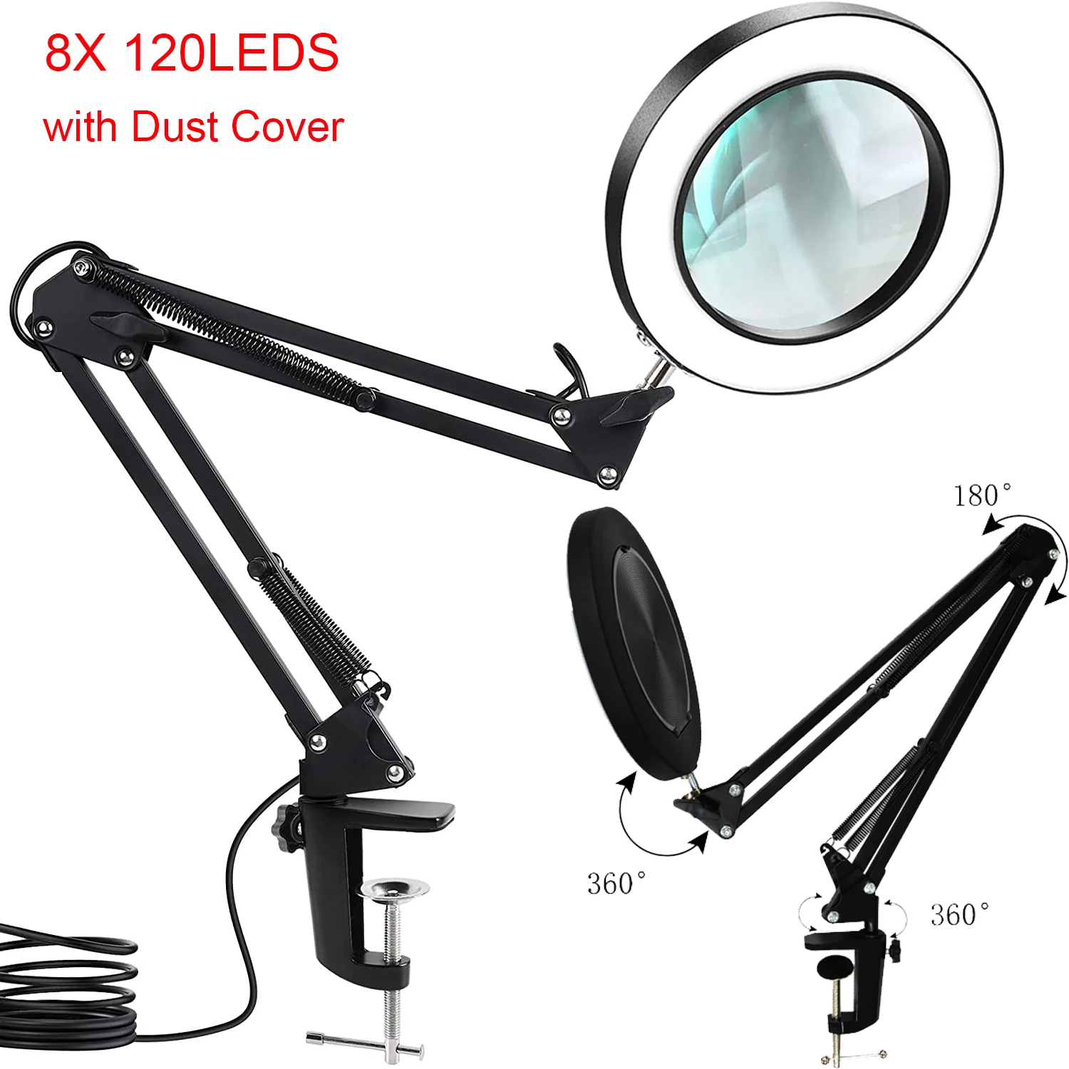 120LED-Magnifying-Glass-with-Light-and-Dust-Cover-8X-Illuminated ...