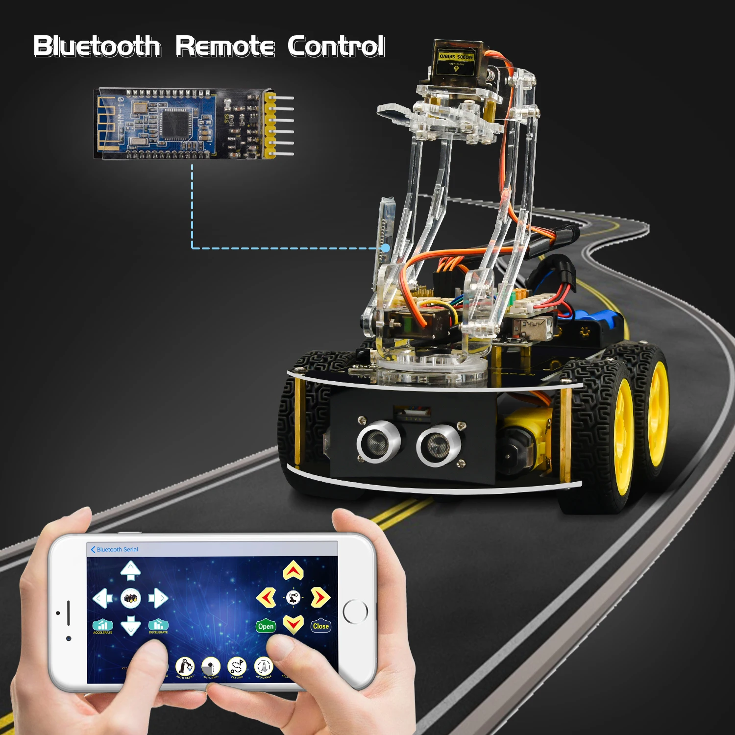 Keyestudio Mecânico 4WD Robot Arm Car Kit para Arduino, Brinquedos STEM ...