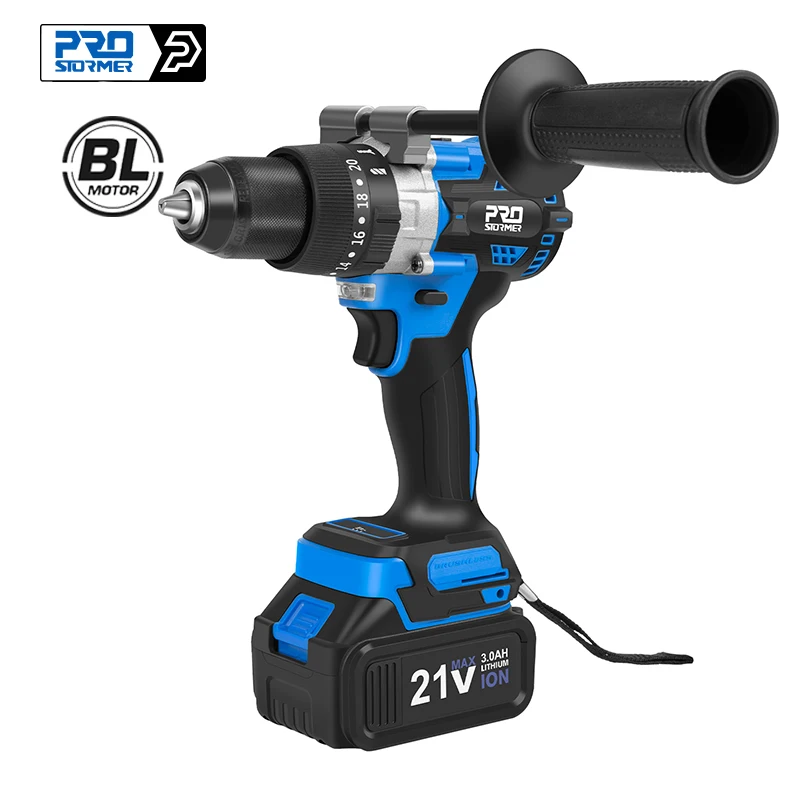 21V Brushless Electric Hammer Drill 125NM Cordless Ice Drill Li-ion ...