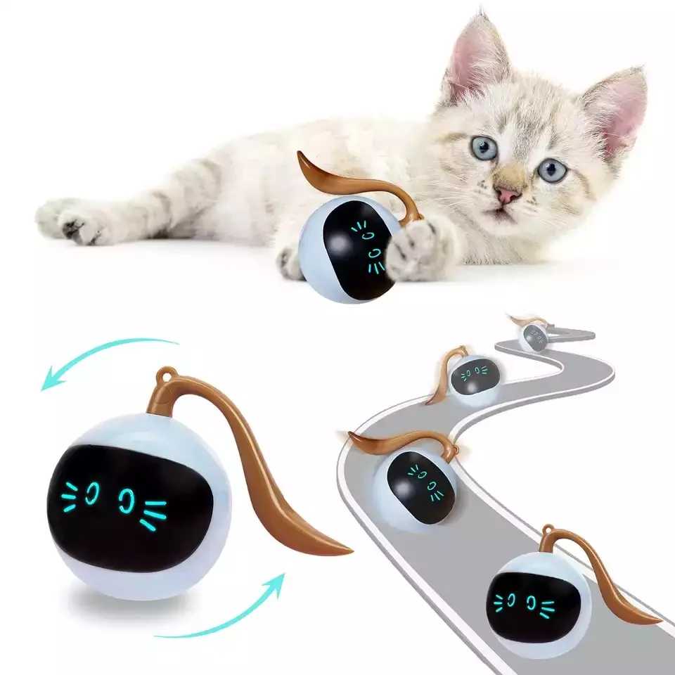 Juguete interactivo inteligente para gatos, bola giratoria LED colorida ...