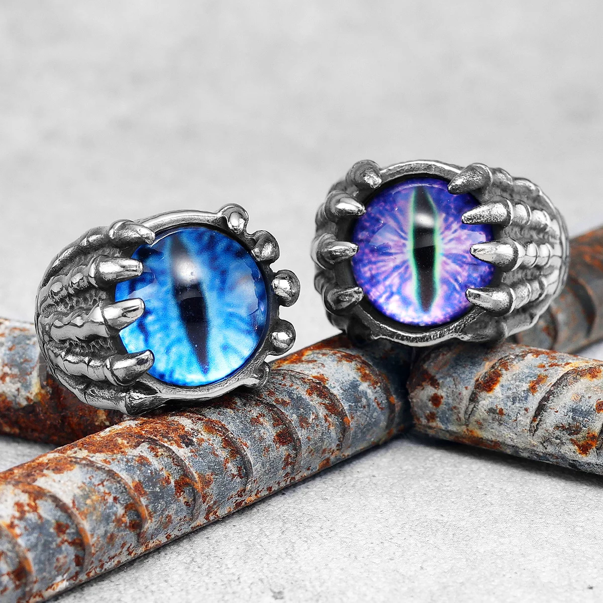 Devil Eye Men Ring 316L Stainless Steel Skull Rings Punk Rock Gothic D ...