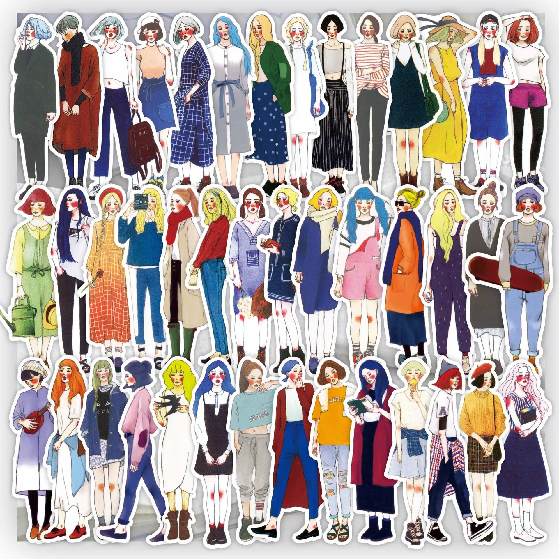 59pcs-Cute-Fashion-Girl-Decorative-Waterproof-Stickers-Pack ...