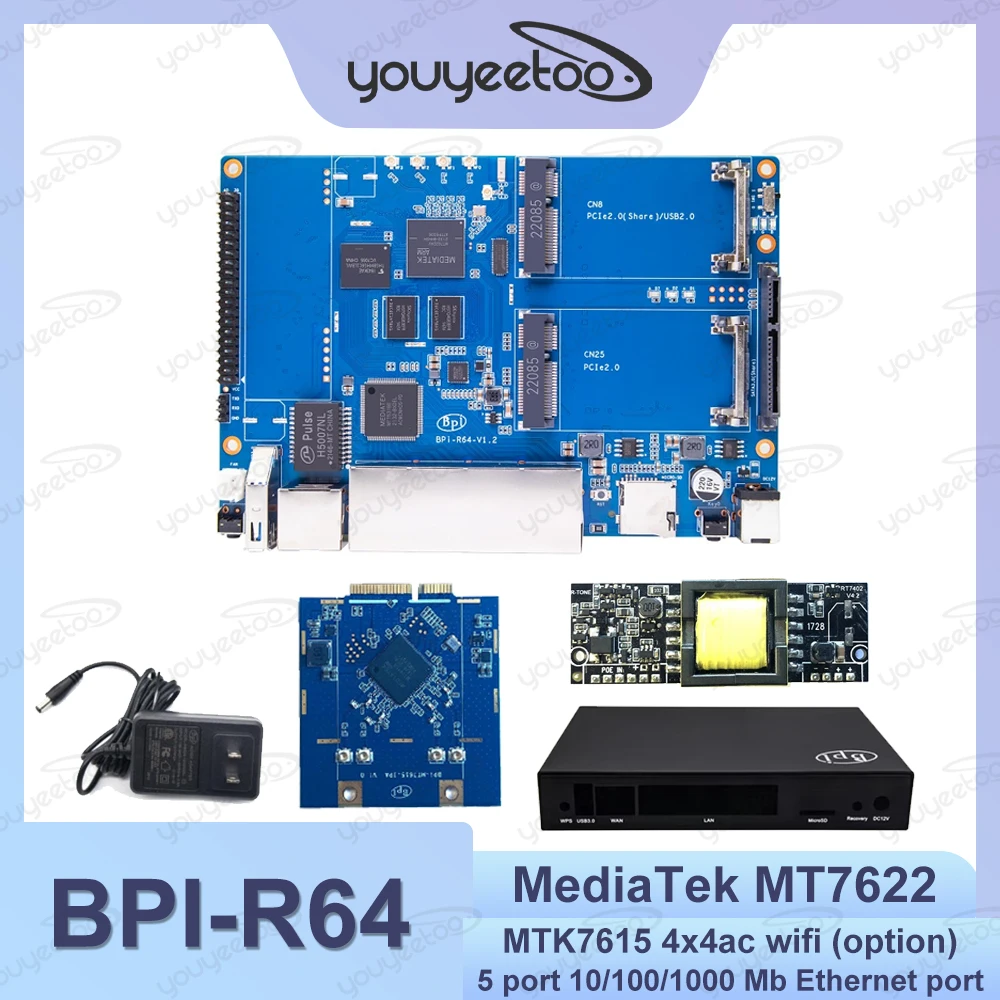 Banana Pi BPI-R64 Router Board MediaTek MT7622 1.35GHZ 64bit Dual-core ...