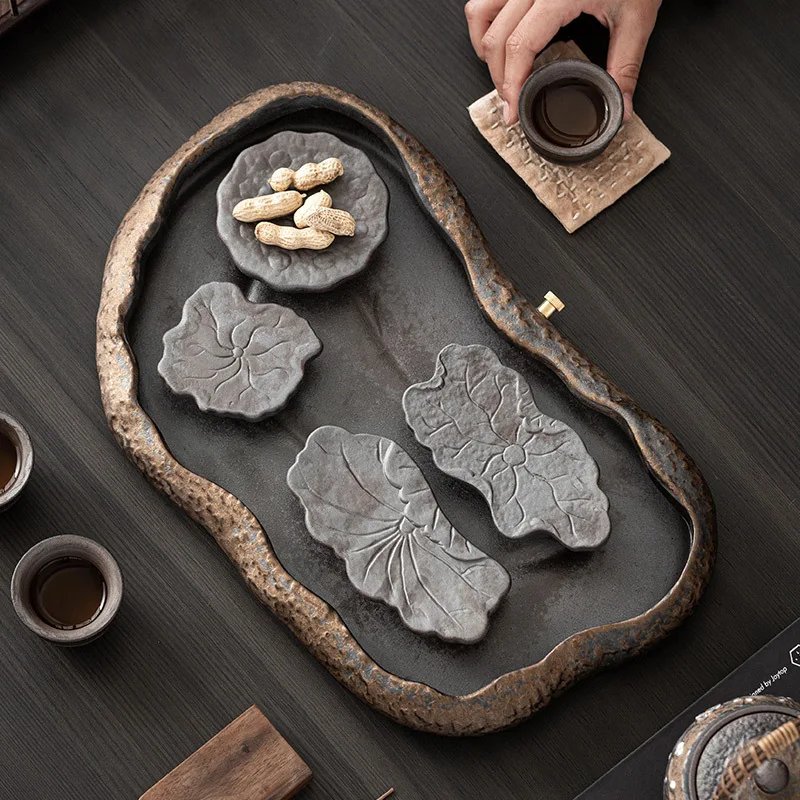 Vintage-Lotus-Leaf-Tea-Tray-Water-Storage-Ceramic-Tea-Tray-Kung-Fu-Tea ...