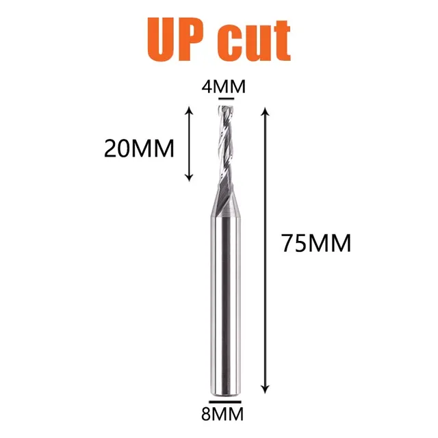 8mm Shank Diameter Woodwork Milling Cutter UP DOWN Cut 2 Flutes Spiral ...