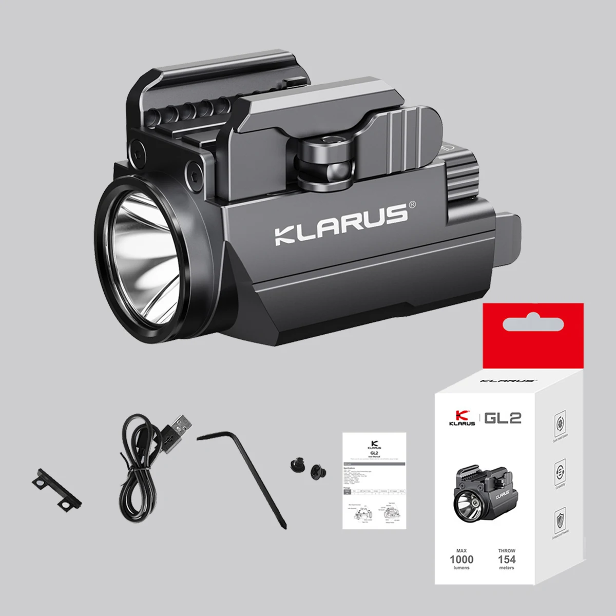 klarus-GL2-Tactical-LED-Flashlights-1000Lumens-USB-Rechargeable-Torch-Mounted-Quick-Release-Self ...