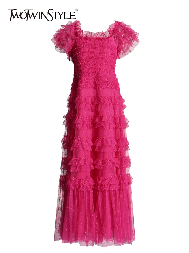 TWOTWINSTYLE-vestido-de-malla-de-retazos-para-mujer-vestido-elegante-de ...