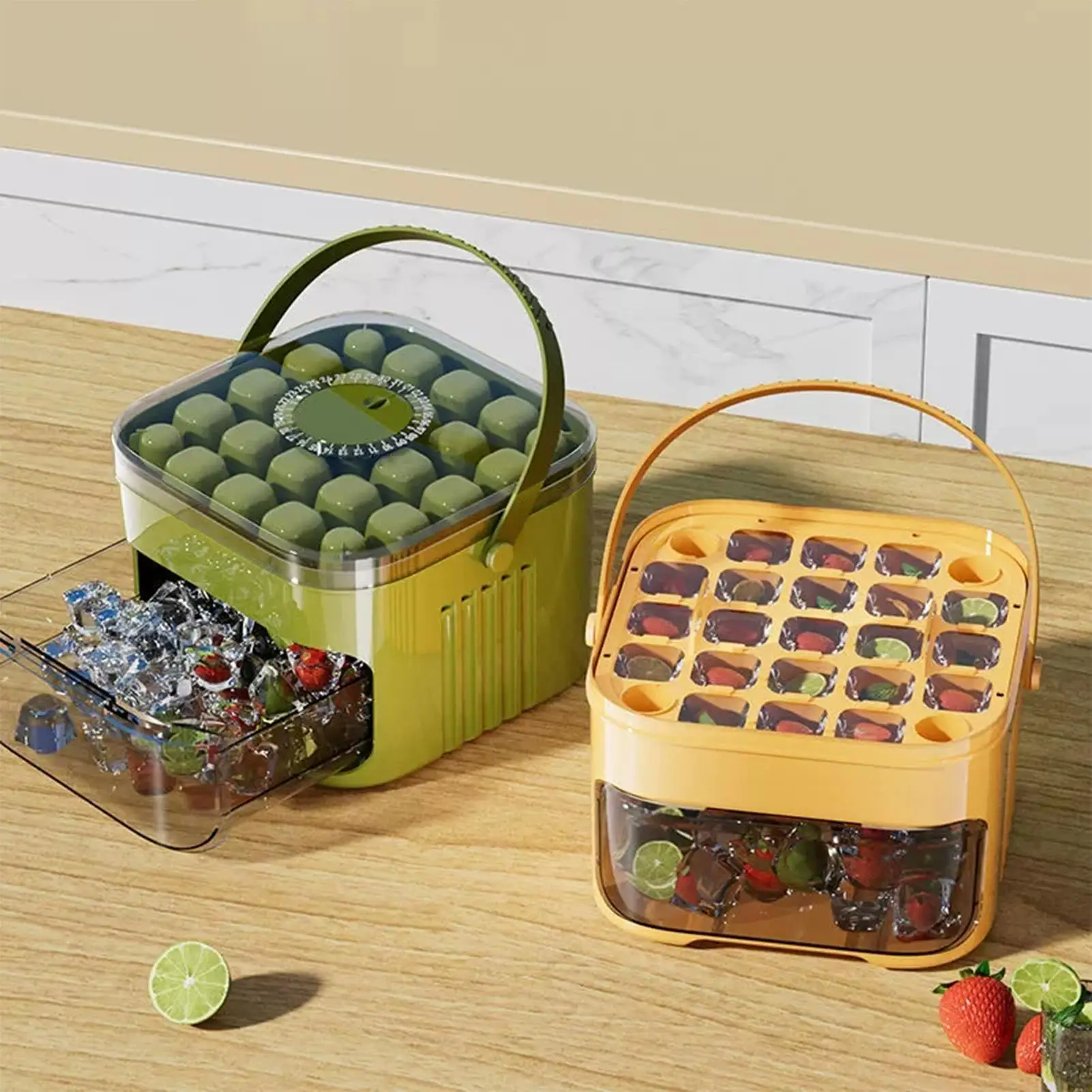 25-grid Large Capacity Ice Cubes Maker With Easy-Press Lid Ice Trays ...