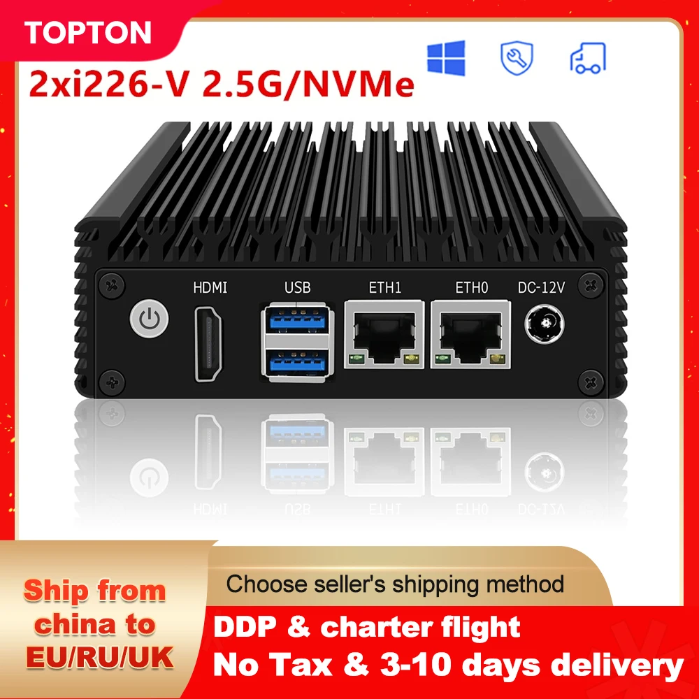 Topton X86 Fanless Mini PC J4125 N4000 Quad Core 2x i226 V 2.5G Nics ...