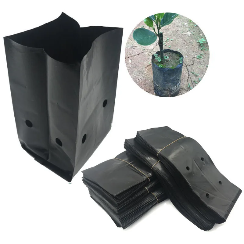 100pcs Pe Black Plastic Nursery Bags Plant Grow Bags Seedling Pots ...