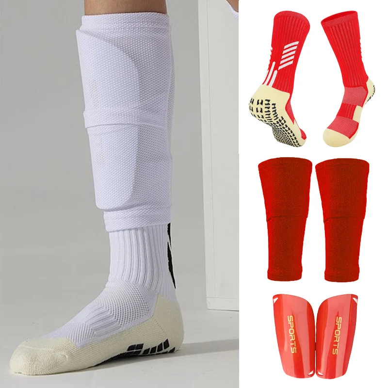 Football-Equipment-Adults-Kids-Soccer-Shin-Guards-With-Pocket-Cover ...
