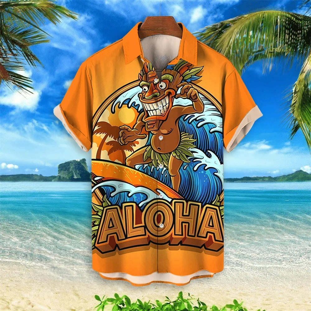 2024-New-Men-s-Shirt-3d-Tiki-Aloha-Print-Hawaiian-Shirts-For-Men-Summer ...
