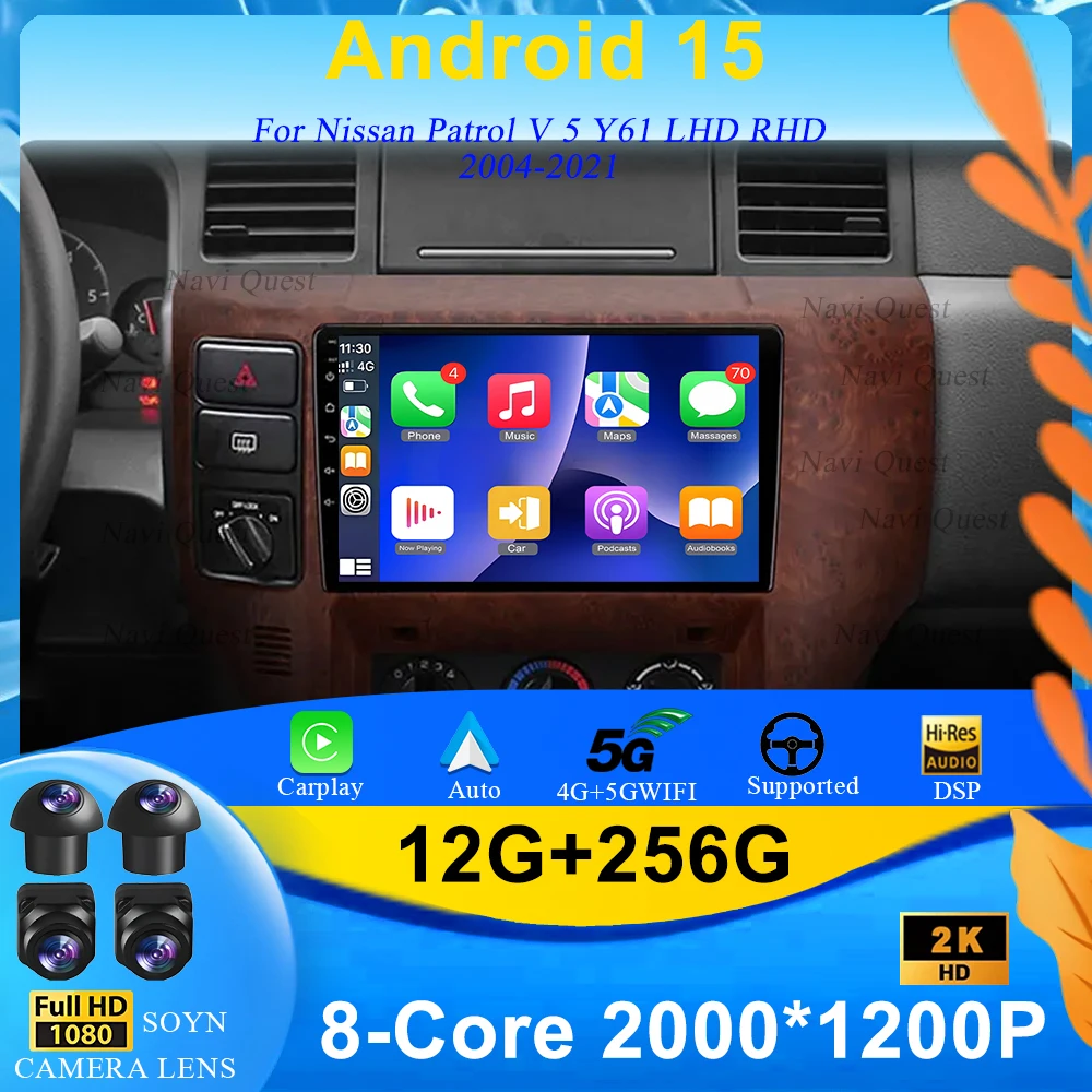 Android15 For Nissan Patrol V 5 Y61 LHD RHD 2004-2021 Car Radio 5G WIFI ...
