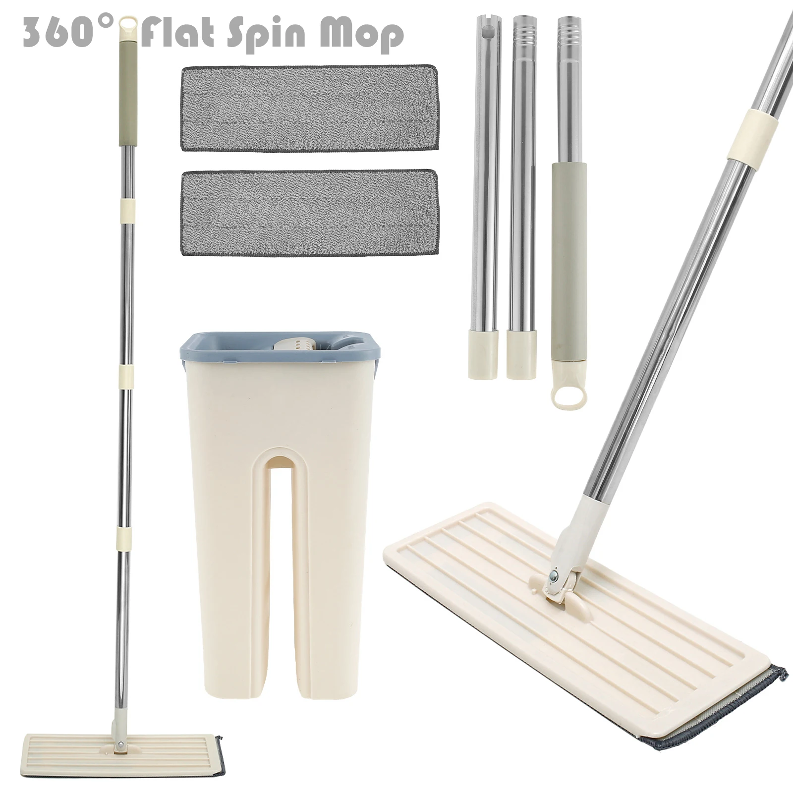 Flat-Mop-Microfiber-Flat-Floor-Mop-360-Spin-Mop-and-Bucket-Set-with-2 ...