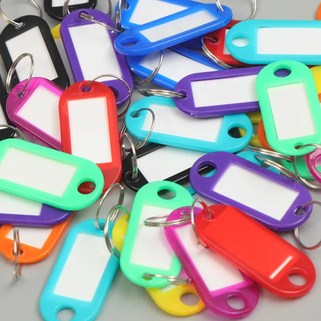 50/100PC Tough Colorful Plastic Keychain Key Tags ID Label Numbered ...