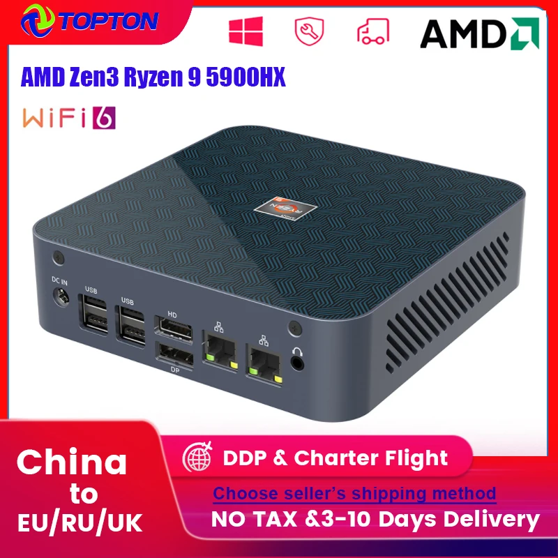 S500+ Amd Mini Pc Ryzen 9 5900hx 7 5800h Windows 11 Dual Lan Nvme Ssd ...