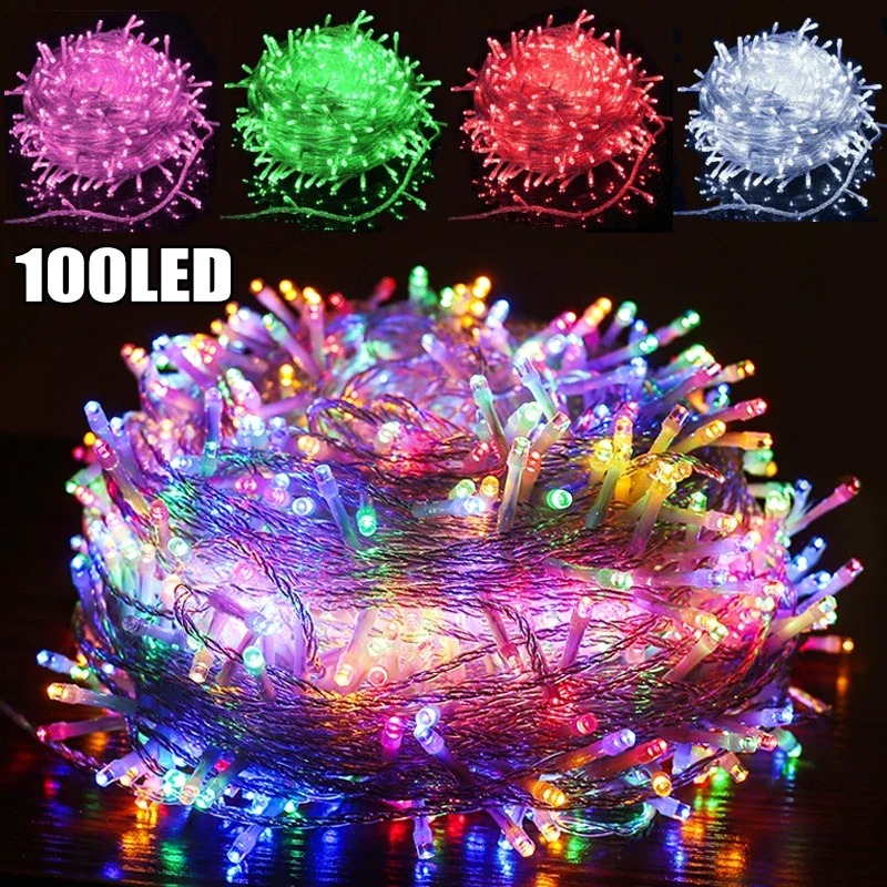 100-LED-Colorful-Fairy-Lights-String-Waterproof-Outdoor-Lighting ...