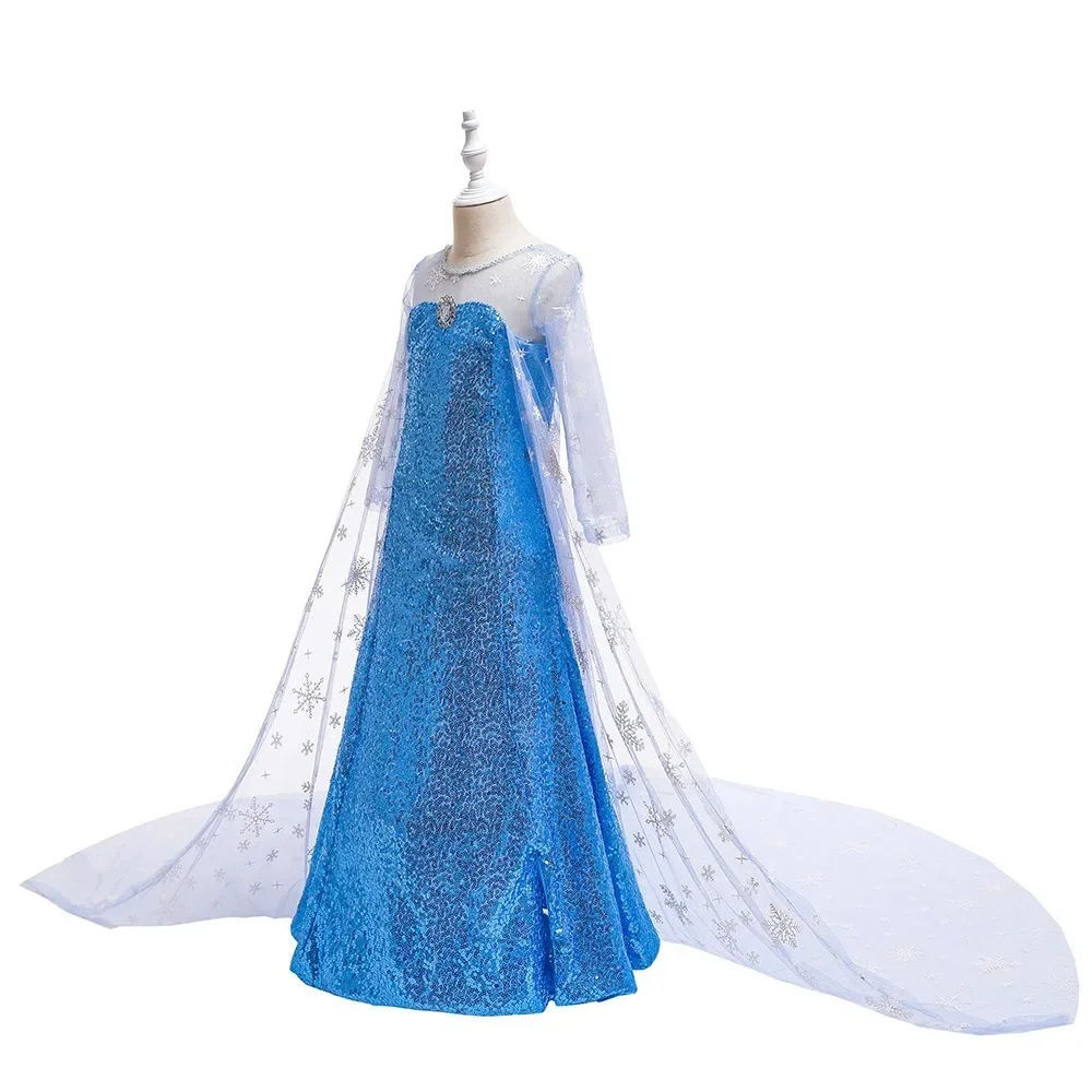 Frozen-Elsa-Kids-Dress-Princess-Dress-Beaded-Elsa-Dress-Snowflake-Long ...