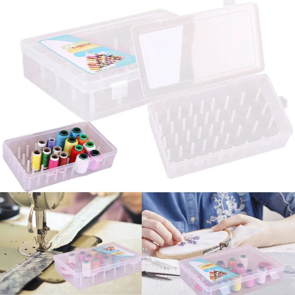 Sewing Thread Storage Box 42 Pieces Spools Bobbin Carrying Case ...