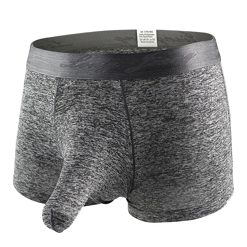 Cueca masculina boxer poliéster elefante nariz pênis bolsa sexy cuecas ...