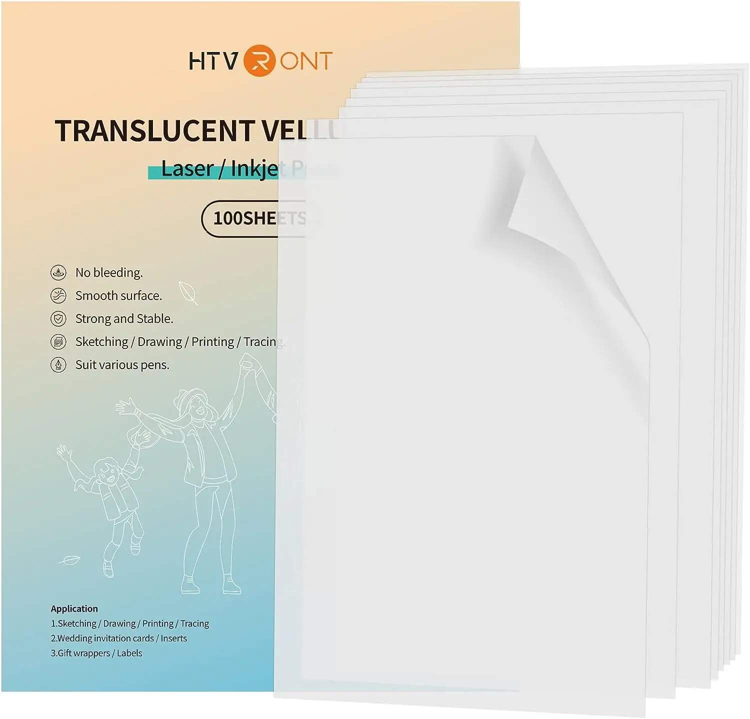 HTVRONT 50 Sheets 8.5X11in Vellum Paper Translucent Printable Tracing ...