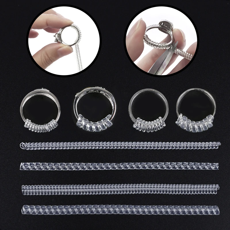 4Pcs-Set-Jewelry-Tool-Ring-Size-Adjustment-Transparent-Spiral-Cable ...