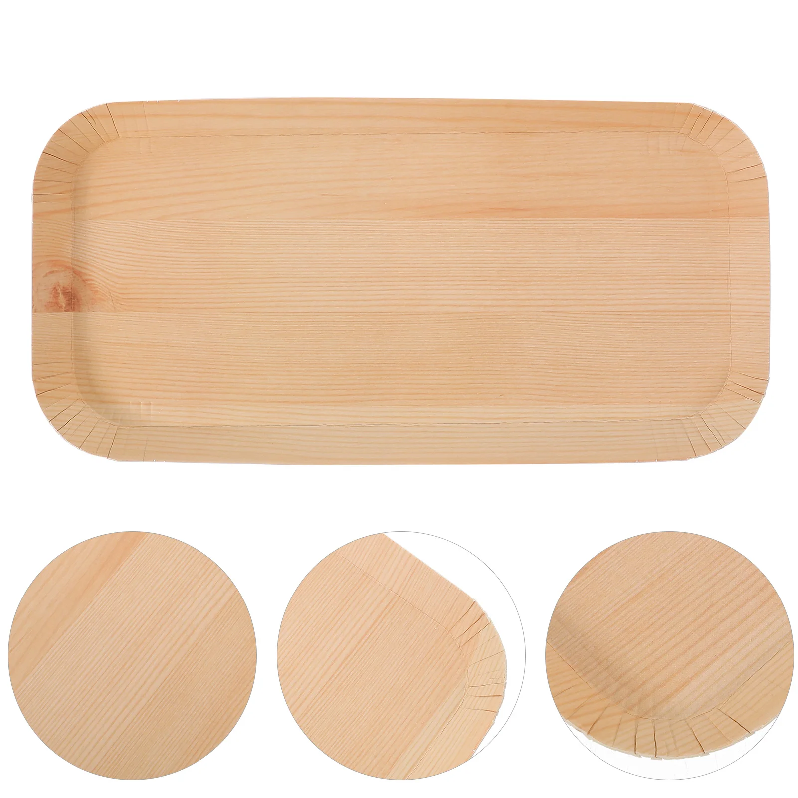 10-Pcs-Snack-Wood-Grain-Paper-Plate-Plates-Disposable-Disk-Serving ...