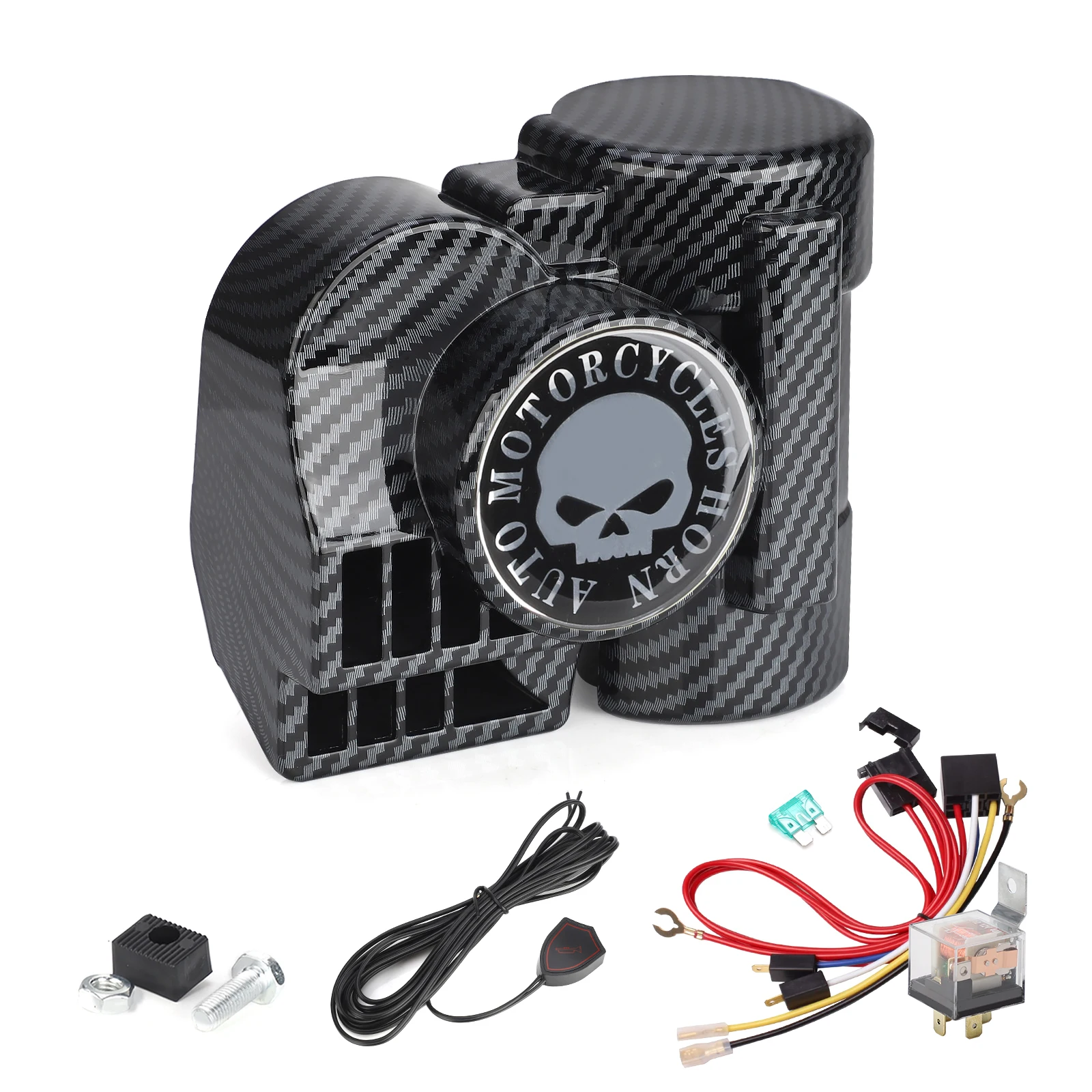 Carbon-fiber-pattern-Universal-Loud-12V-150db-Horn-Electric-Snail-Horn ...