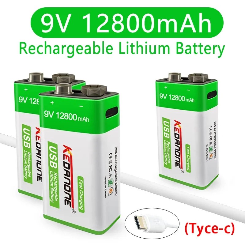 2024-9V-12800mAh-li-ion-Rechargeable-battery-Micro-USB-Batteries-9V ...