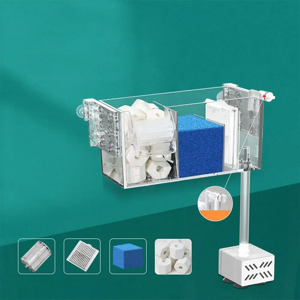 Wall Mounted Fish Tank Built-in Silent Waterfall Filter Box With Water ...
