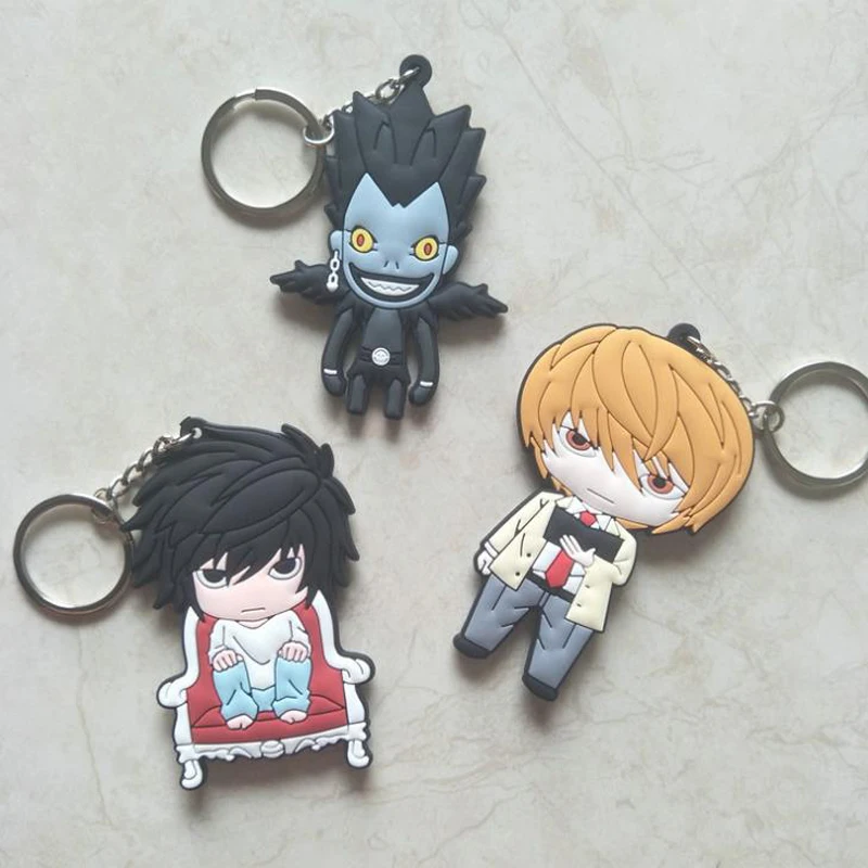 1 Pcs Cute Japan Anime Death Note L PVC Keychains Yagami Light Ryuuku ...