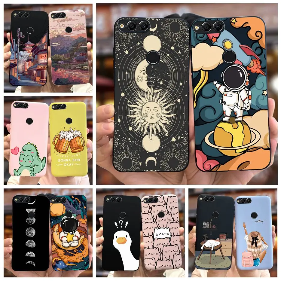 For Huawei Honor 7X Case BND-L21 BND-L22 Cute Astronauts Cartoon Cover ...